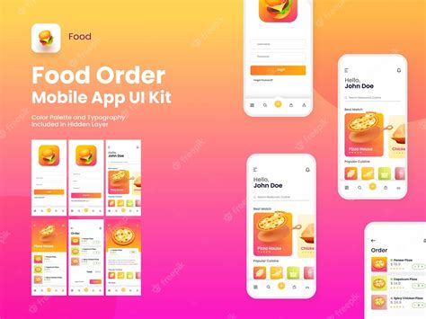 Premium Vector Online Food Order Mobile App Ui Kit Including Login