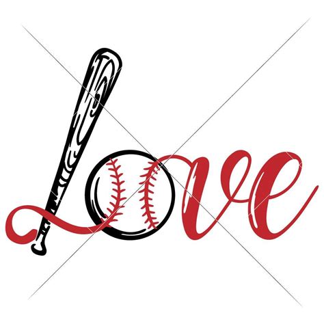 Love Baseball Bat Ball Svg Png Dxf Eps Chameleon Cuttables Llc