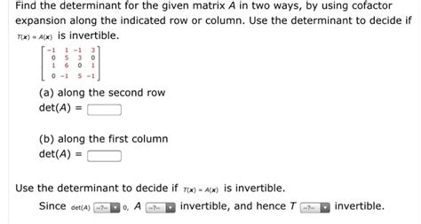 Solved Find C13 And C22 For The Given Matrix A [ 0 3 16 1