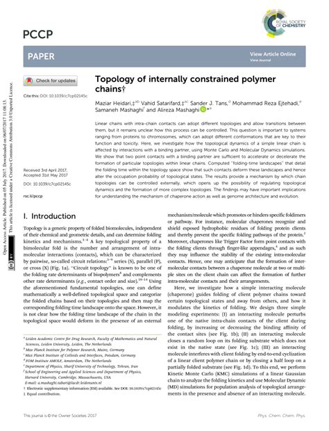 Pdf Topology Of Internally Constrained Polymer Chains