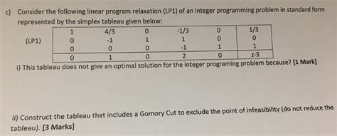 Solved C Consider The Following Linear Program Relaxation