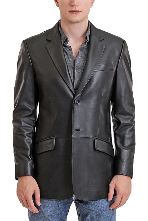 Bgsd Men Benji Two Button Lambskin Leather Blazer Luxury Lane