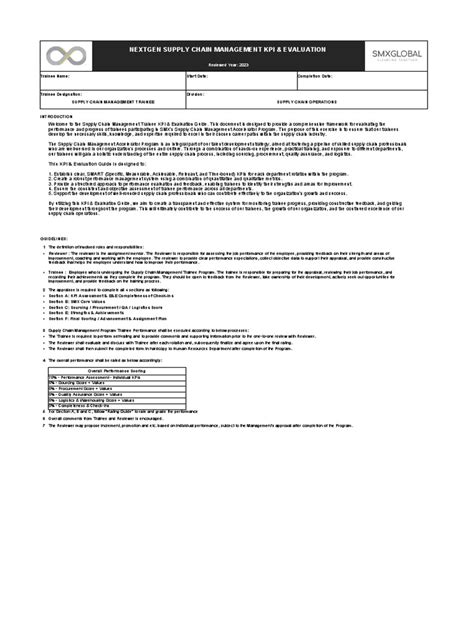 Kpi And Scoring System For Supply Chain Management Trainee Pdf Kpi And Scoring System For Supply Chain Management Trainee Pdf