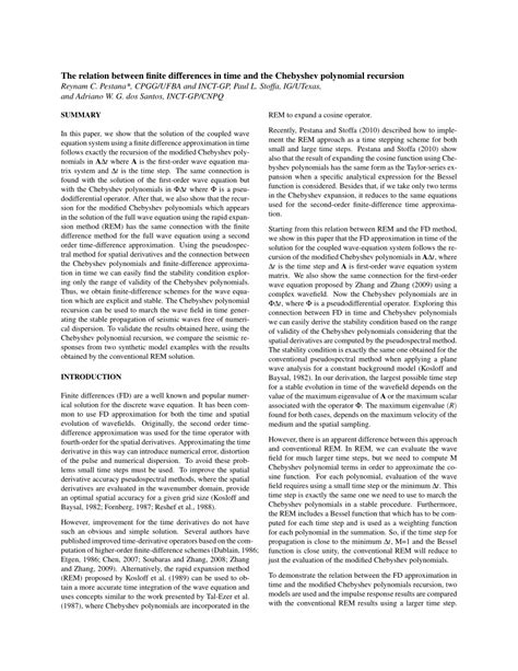 Pdf The Relation Between Finite Differences In Time And The Chebyshev