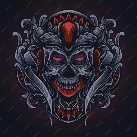 Premium Vector Artwork Illustration And T Shirt Design Devil Skull