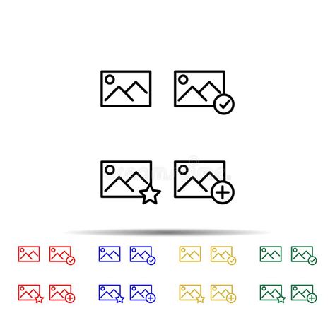 Picture Star Plus Check Sign Multi Color Style Icon Simple Thin
