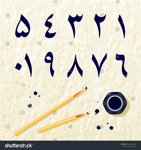 Arabic Calligraphy Numbers 1 10 Bamboo Stock Vector Royalty Free