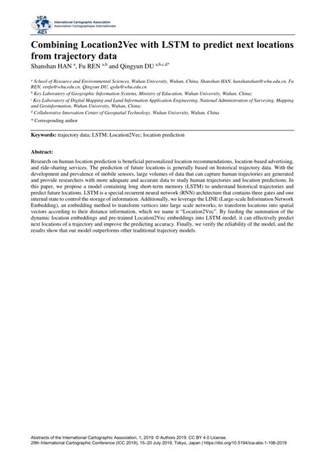 pdf combining location2vec with lstm to predict next locations from