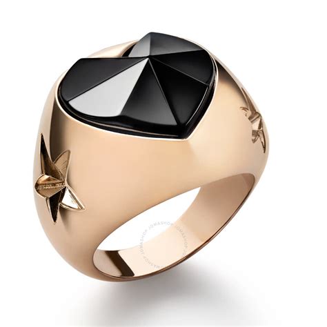 Baccarat Vermeil Black Crystal Heart And Star Statement Ring Jewelry Etoile De Mon