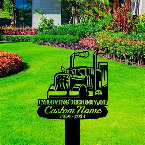 Custom Semi Truck Memorial Stake Truck Station Metal Stake