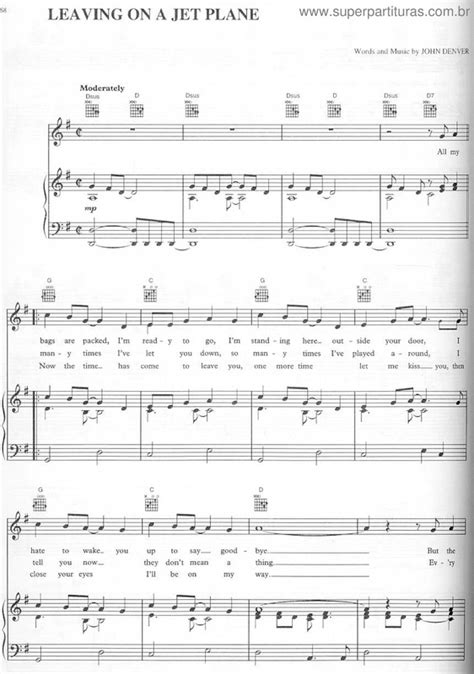 Super Partituras Leaving On A Jet Plane John Denver Cifra