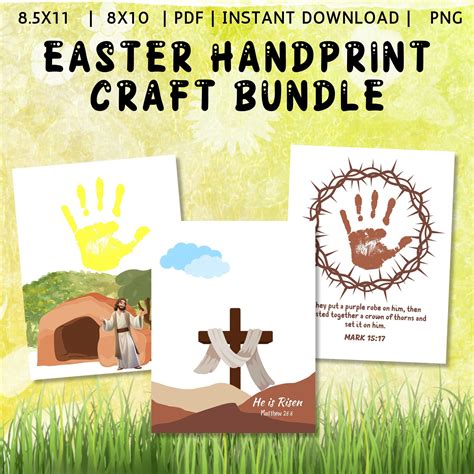 Easter Handprint Craft Bundle Printable Religious Easter Diy Craft For