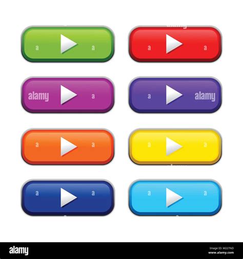 Various Colored Rounded Box Web Buttons Vector Graphic Design Stock