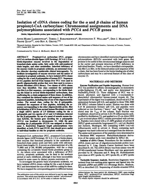 pdf isolation of cdna clones coding for the α and β chains of human