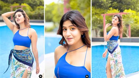 Hot Anjali Arora Flaunts Her Sexy Legs In High Slit Skirt And Blue