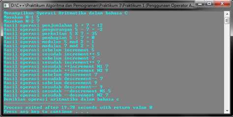 Program Penggunaan Operator Aritmatika Operator C C CAHYASMARA