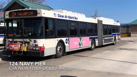 Cta New Flyer De60lf 4058 124 To Navy Pier Youtube
