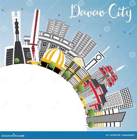 Davao City Silhouette Skyline Philippines Davao City Vector City