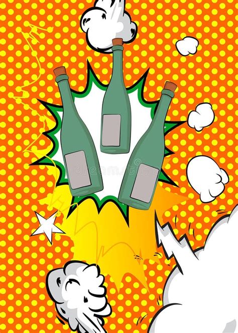 Cartoon Glass Bottle Comic Book Drink Retro Vector Comics Pop Art