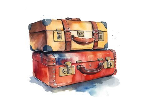 Suitcase Watercolor Clipart Buy T Shirt Designs