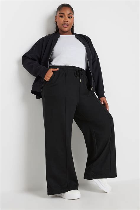 Yours Plus Size Black Wide Leg Joggers Yours Clothing