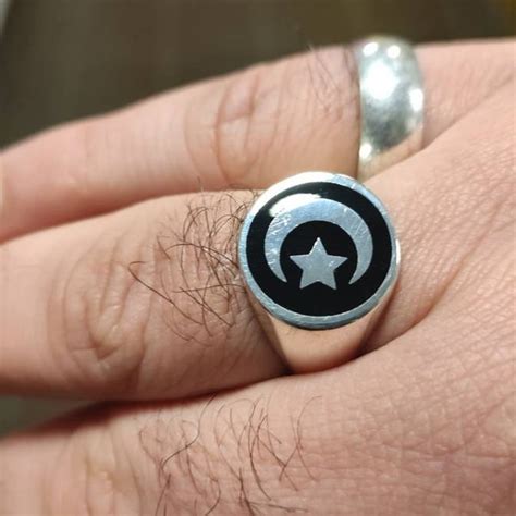 Silver Malcolm X Ring Shiny Silver Ring Black Stone Men Ring Everyday Jewelry Anniversary