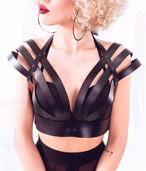 Leather Bralette Cupless Bra Cage Halter Bra Frame Open Cup Etsy Artofit