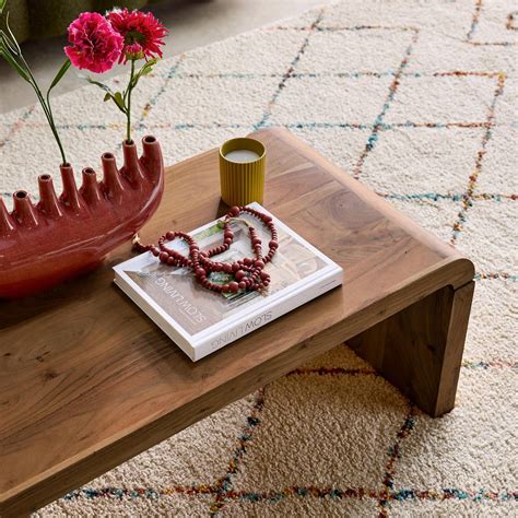 Table Basse Rectangulaire Bois De Manguier Massif 100cm Noyer Sweeek