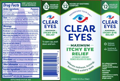 Dailymed Clear Eyes Maximum Itchy Eye Relief Glycerin And