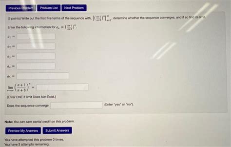 Solved (5 points) Write out the first five terms of the | Chegg.com