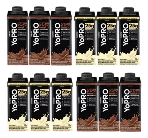 Yopro Danone 250ml 25g Whey 12 Unid Baunilha E Chocolate Frete Grátis