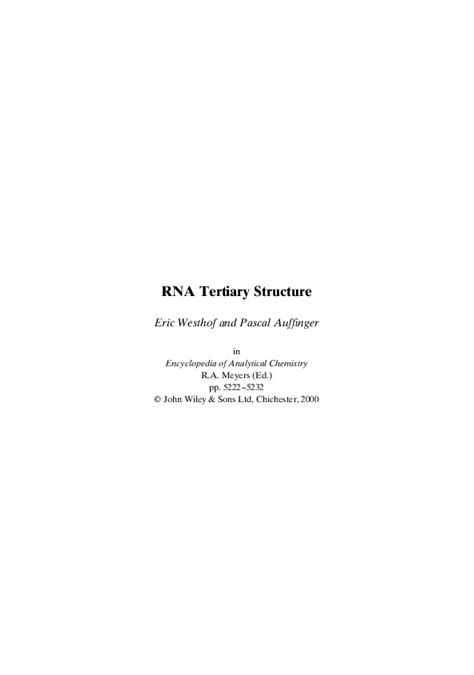 Pdf Rna Tertiary Structure