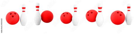 3d Rendering Bowling Ball And Skittles Icon Set 3d Render Heavy Balls