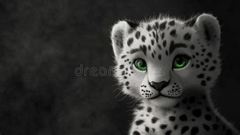 Closeup Portrait Of A Snow Leopard Cub Stock Illustration