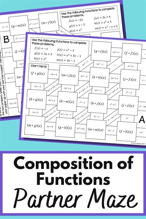Composition Of Functions Partner Maze Activity Worksheets