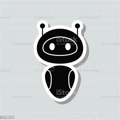 Ilustración De Bot Robot Pegatina De Icono Sobre Fondo Gris Y Más