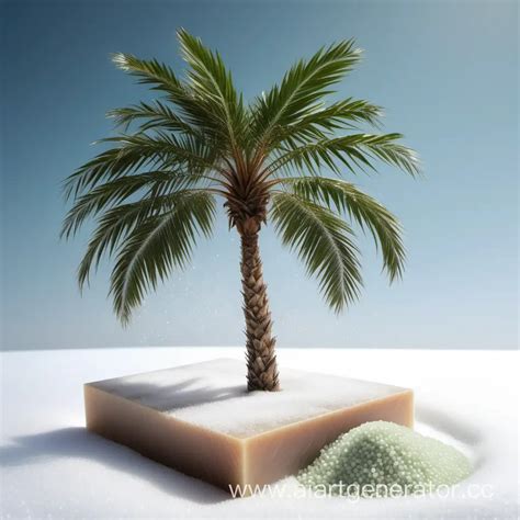 Tropical Palm Tree And Raw Snowy Soap Granules Realistic Nature Scene