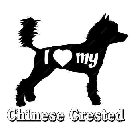 Premium Vector I Love My Chinese Crested Dog Silhouette Dog Breeds