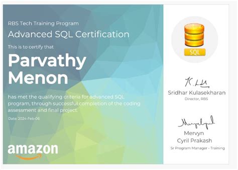 Amazonrbs Amazon Thankyou Sql Sqlcertification Opportunity