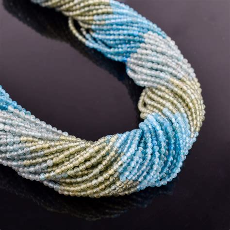 Qnavic Natural Multi Apatite Gemstone Micro Faceted Rounds Beads Strand