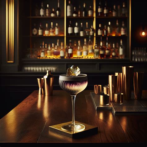 Midnight Jasmine Swirl Sophisticated Cocktail With Jasmine And Charcoal