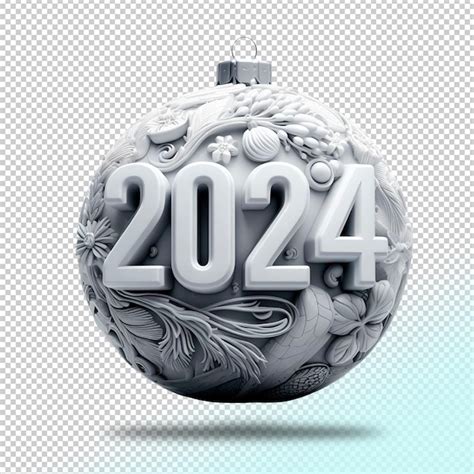 투명한 배경에 Psd 새해 2024 크리스마스 볼 프리미엄 Psd 파일