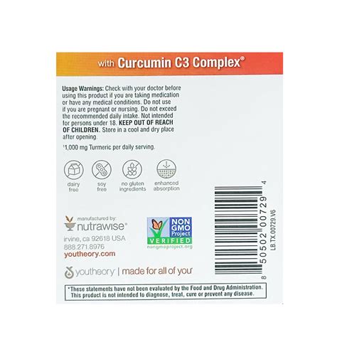 Youtheory Turmeric Extra Strength Formula 1000 Mg 180 Capsules