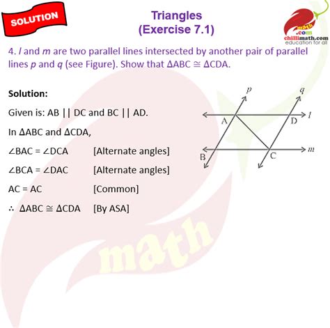 Ncert Solutions Class 9 Chapter 7 Triangles Exercise 7 1 Question 4