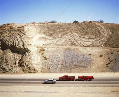 Road Cutting Through The San Andreas Fault Stock Image E365 0063