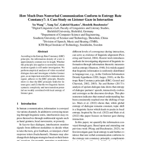 How Much Does Nonverbal Communication Conform To Entropy Rate Constancy