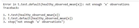 Solved Error In T Test Default Healthy Observed Mean X Chegg