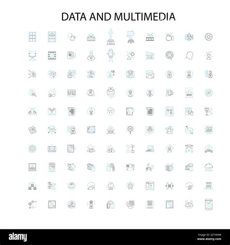 Data And Multimedia Icons Signs Outline Symbols Concept Linear