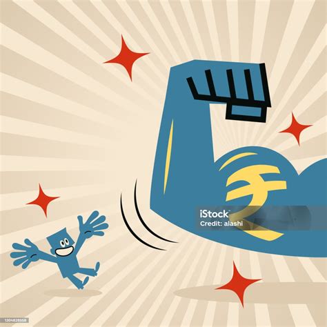 작은 사업가에게 인도 루피 통화 기호를 보여주는 이두근과 거대한 강한 팔 중소기업을 지원하기 위해 0명에 대한 스톡 벡터 아트 및 기타 이미지 Istock