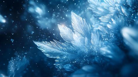 Detailed Macro View Reveals Delicate Ice Crystal Formations With
